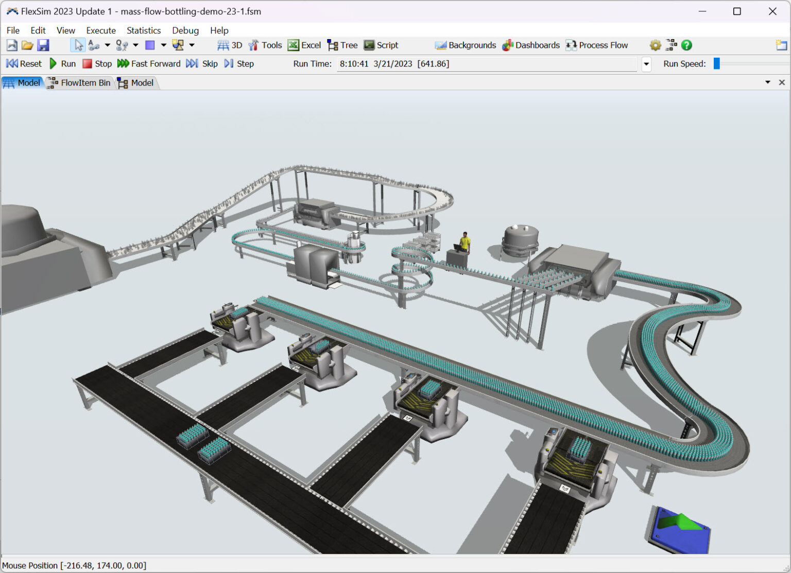 Simulation de Flux pour une ligne d'embouteillage - Simcore